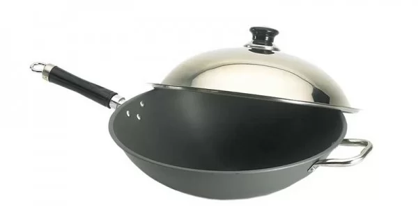 Fire Magic Wok 15-inch Hard Anodized with Stainless Steel Cover ...